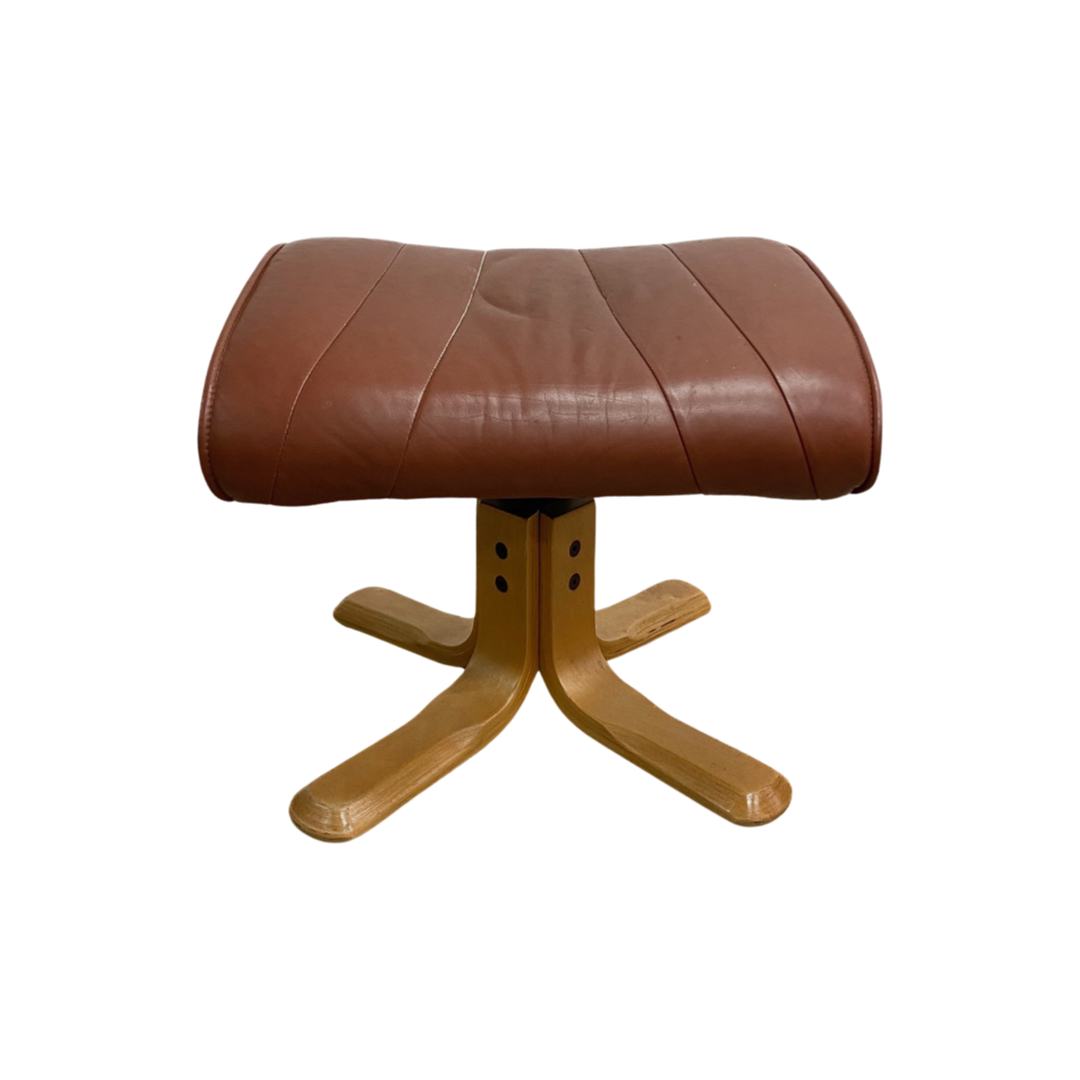 Danish Tan Leather and Beech Bentwood Ply Footstool– The Design Ark