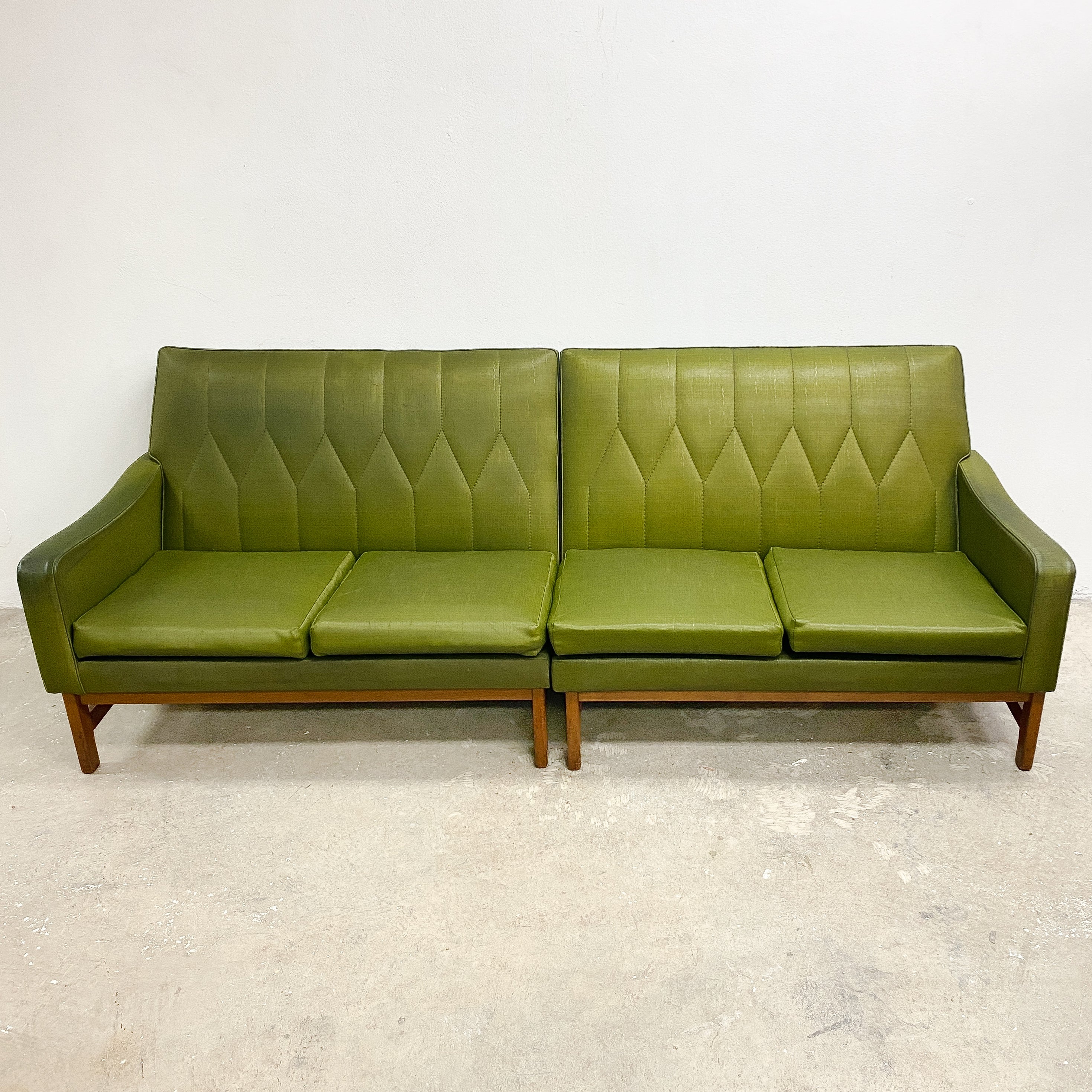 Mid Century 1960s 'Don' Green Vinyl 4 Seater Modular Lounge– The Design Ark