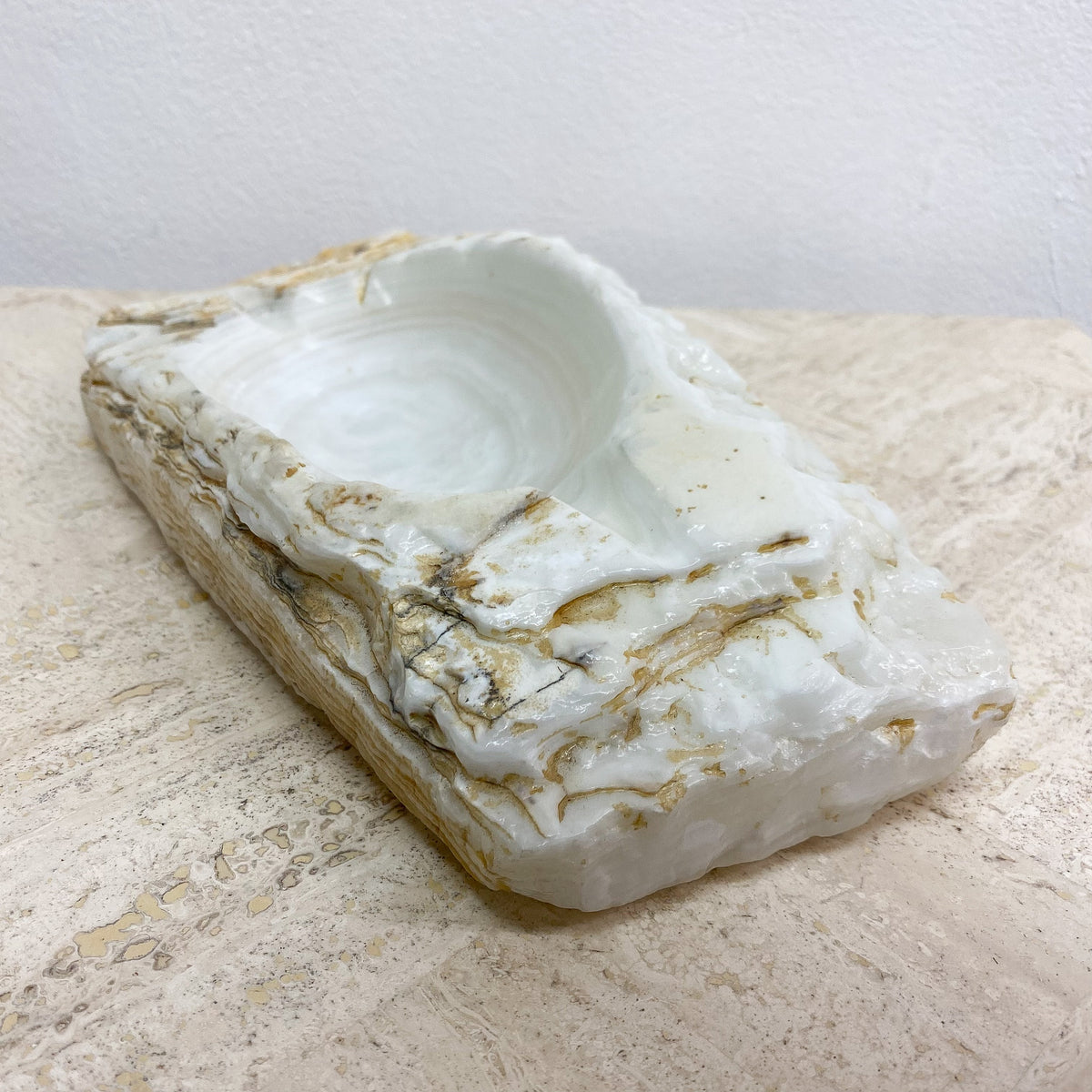 Mid Century Heavy Carved Italian Brutalist Alabaster Ashtray – The ...