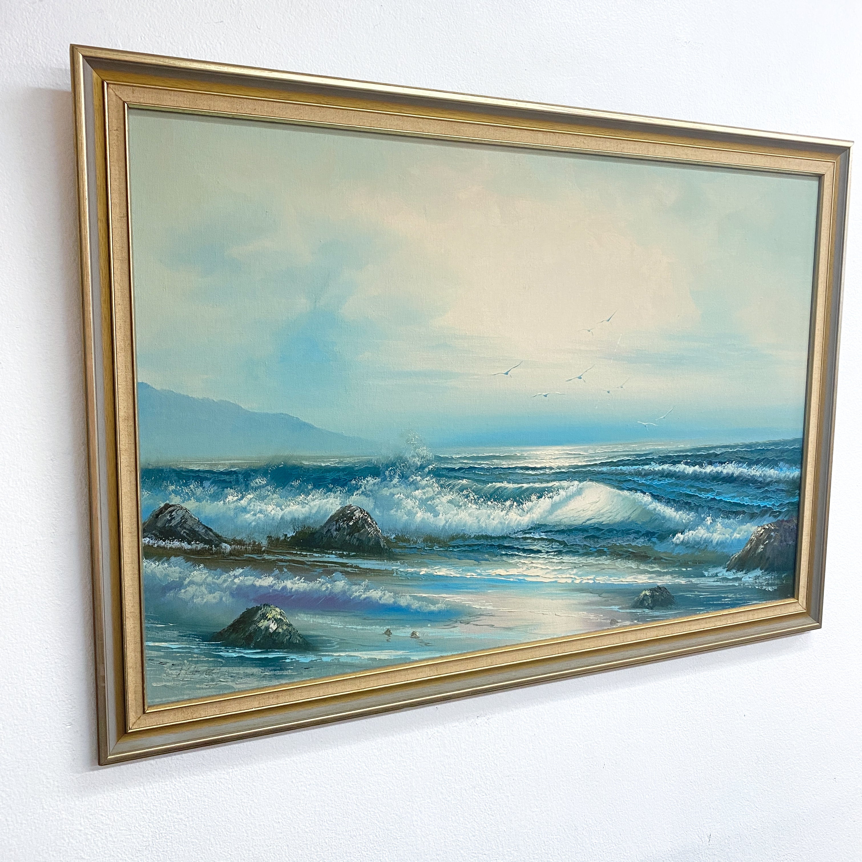 Mid Century Coastal Scene Of Breaking Waves– The Design Ark