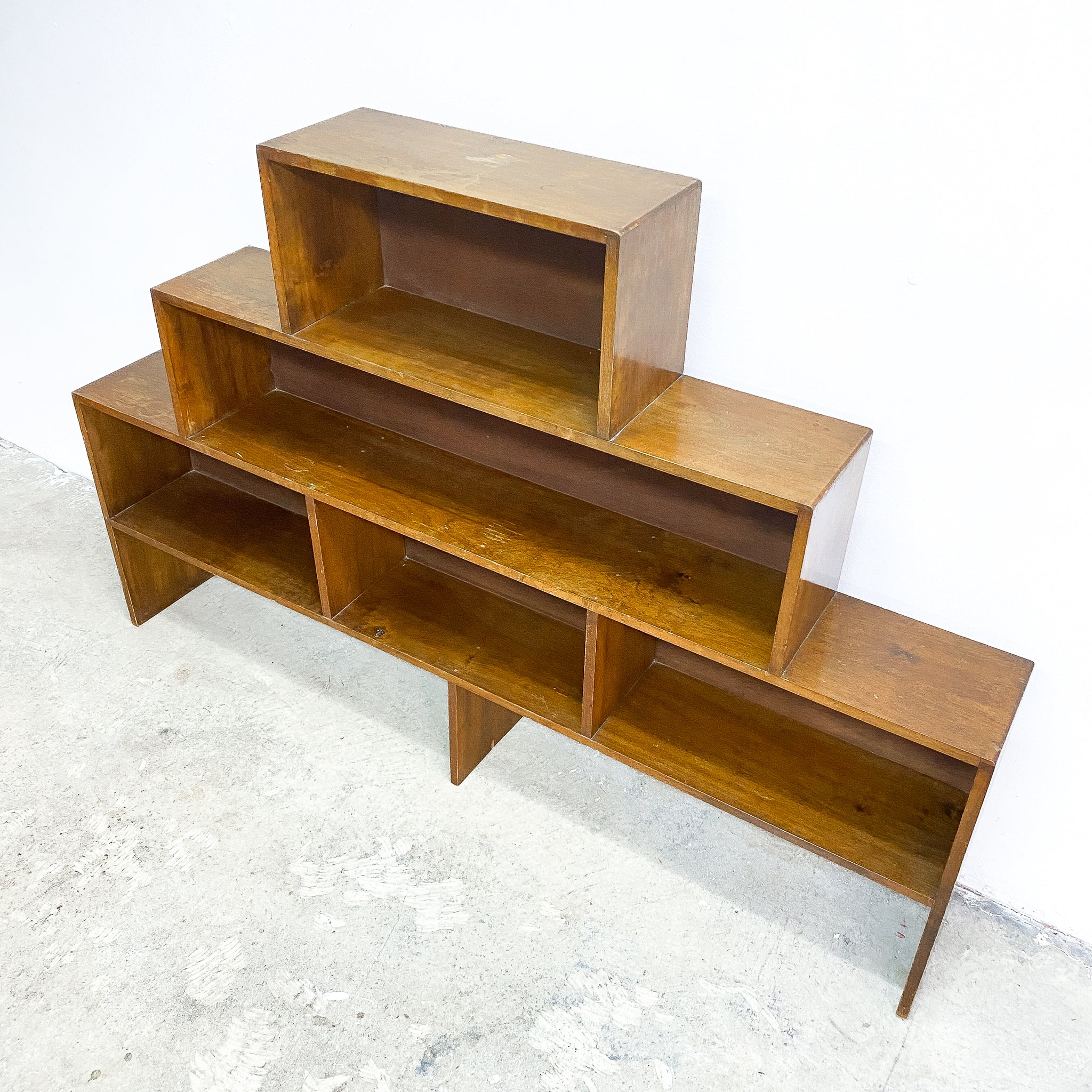 Mid Century Modern Tiered Step Side Wooden Book Shelves– The Design Ark