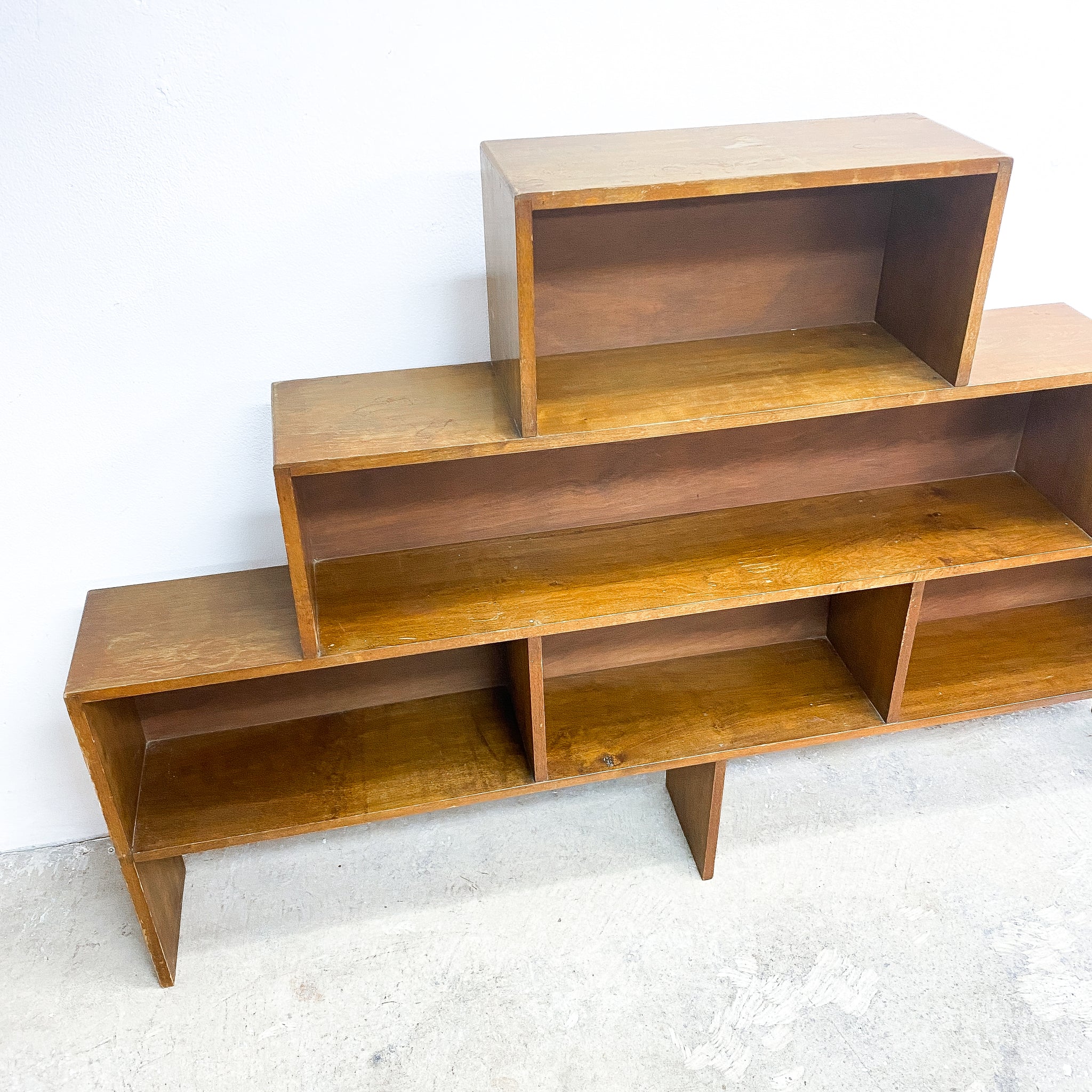 Mid Century Modern Tiered Step Side Wooden Book Shelves– The Design Ark