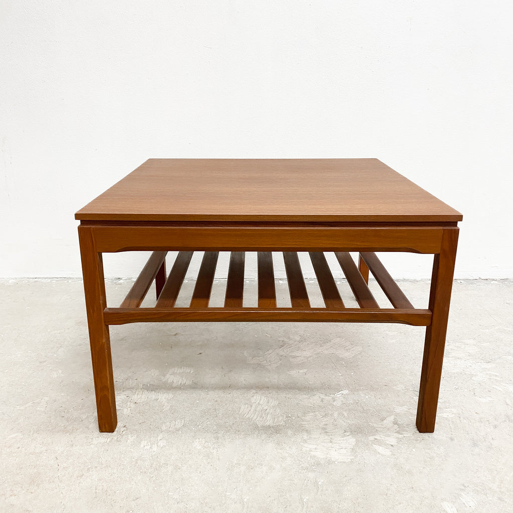 Mid Century Parker Square Teak Coffee Table With Slatted Shelf– The ...
