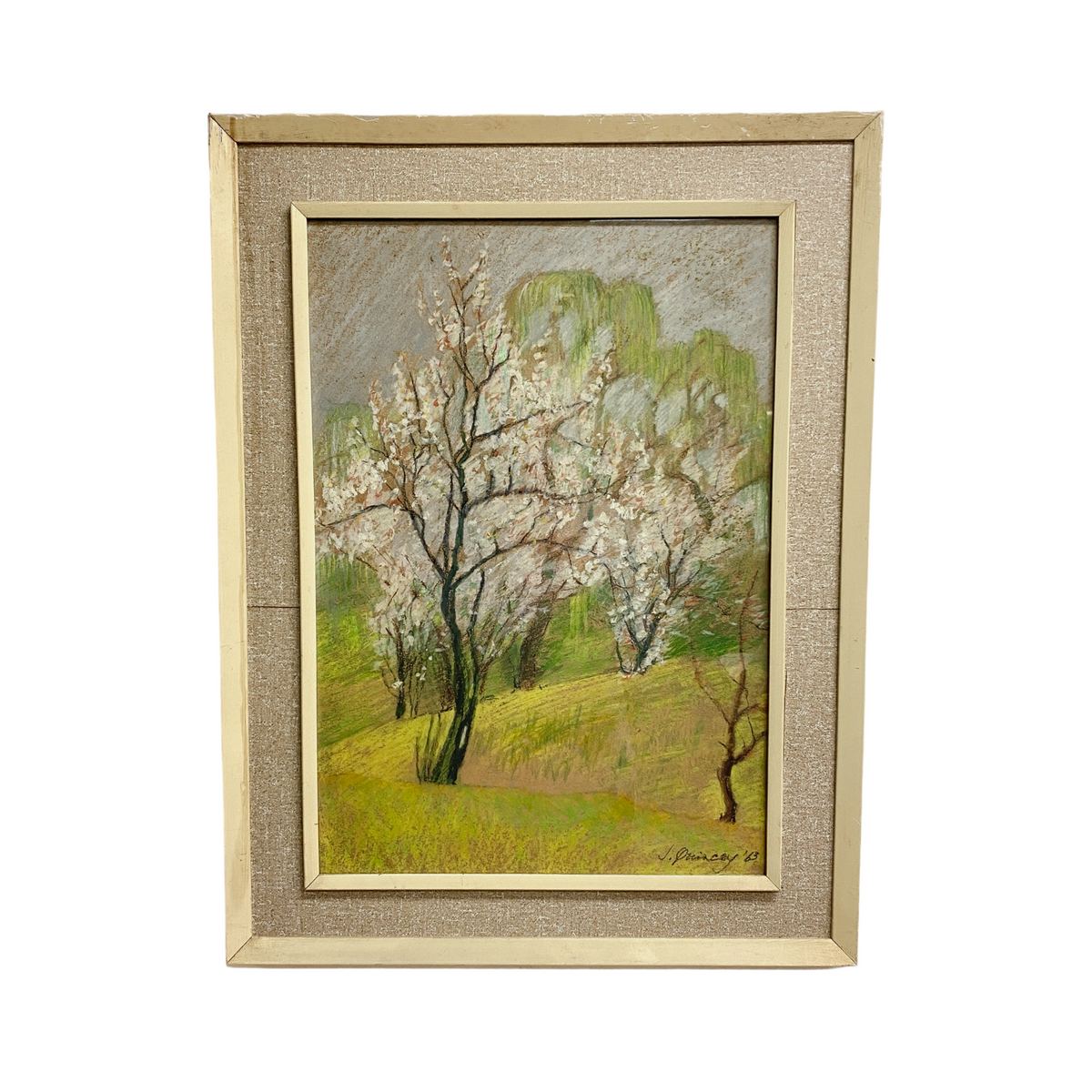 Mid Century Picture Pastel on Card Trees in Bloom – The Design Ark