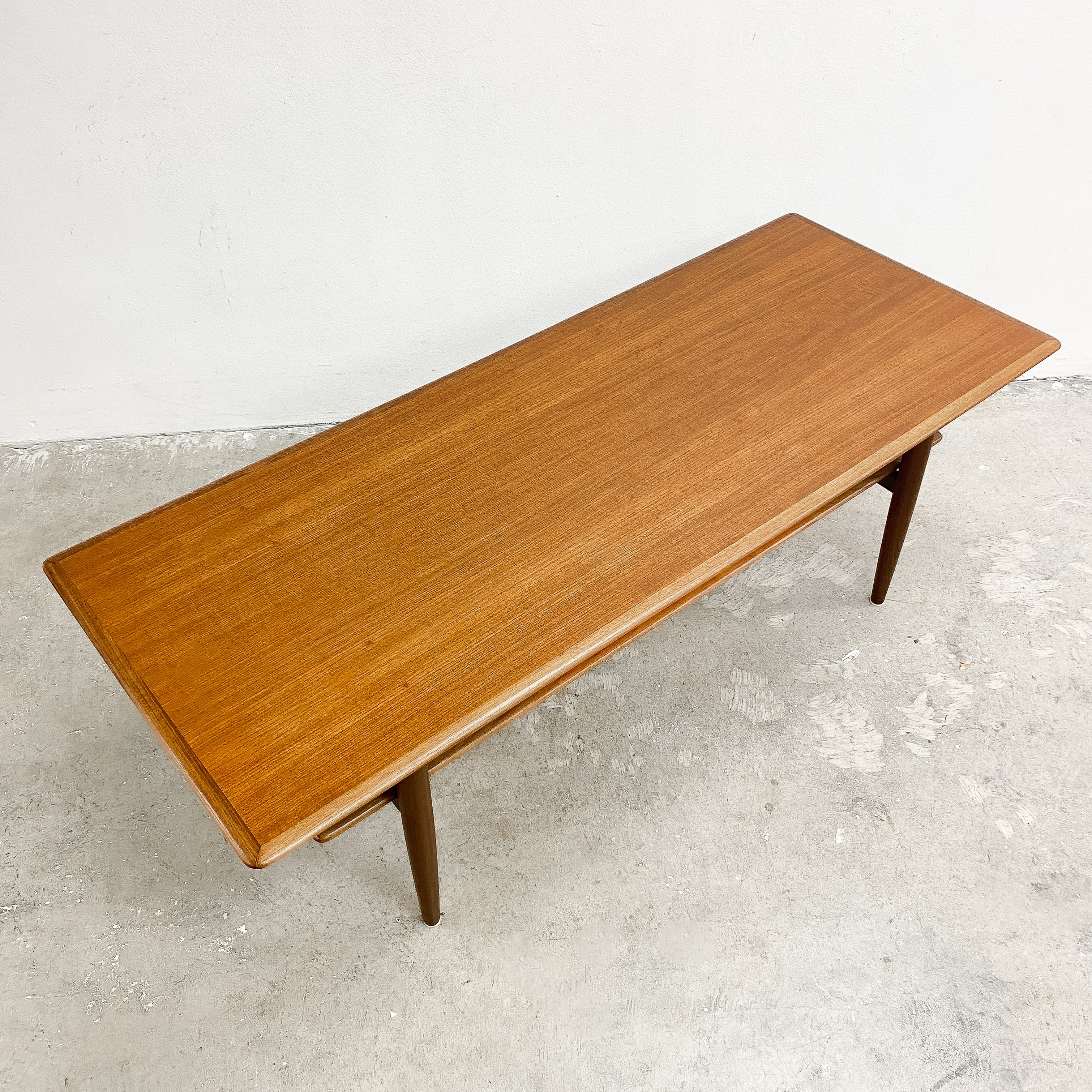 Large Restored Mid Century Teak Parker Coffee Table With Rattan Shelf ...