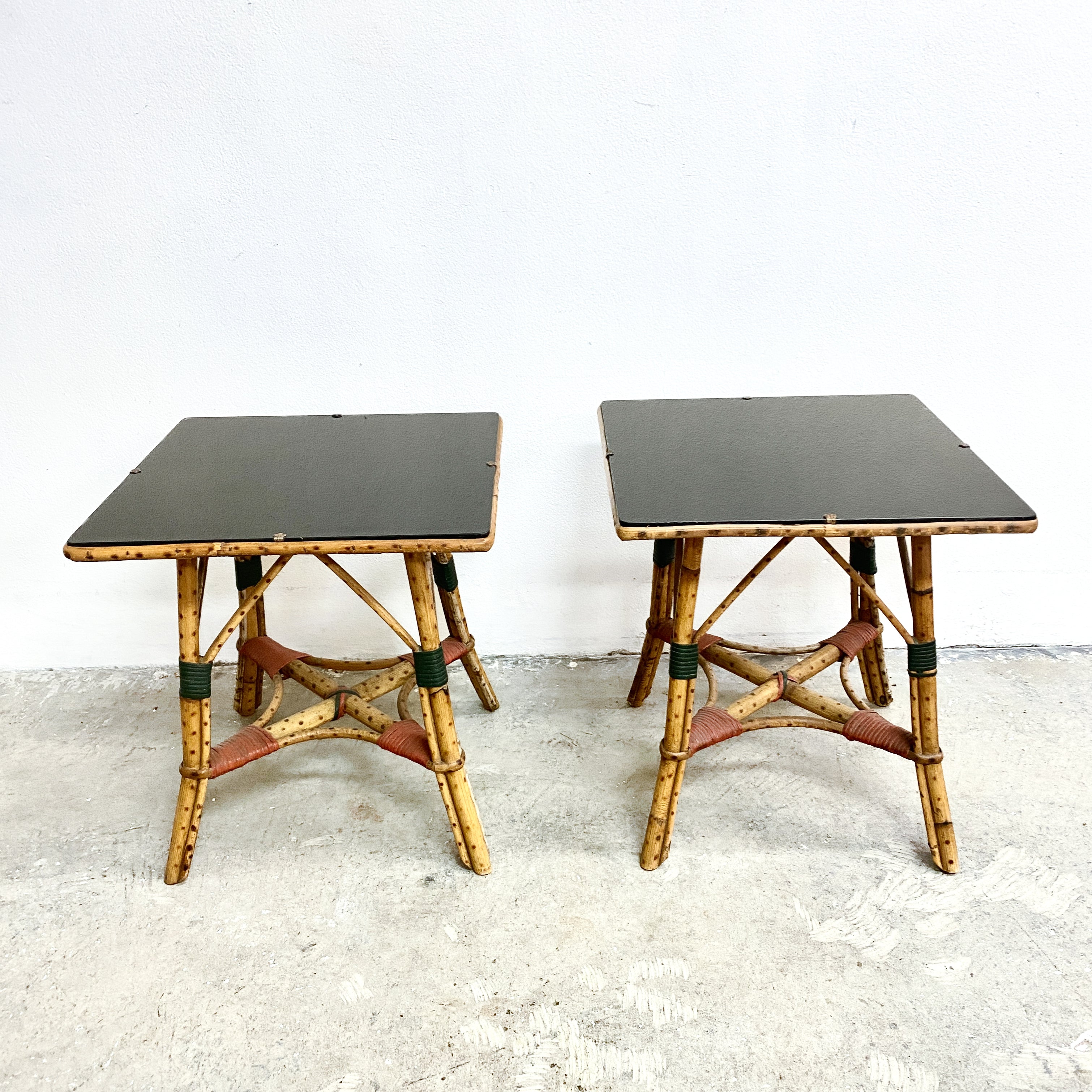 Pair Of Early 20th Century Art Deco Glass Topped Spotted Cane Side Tab ...