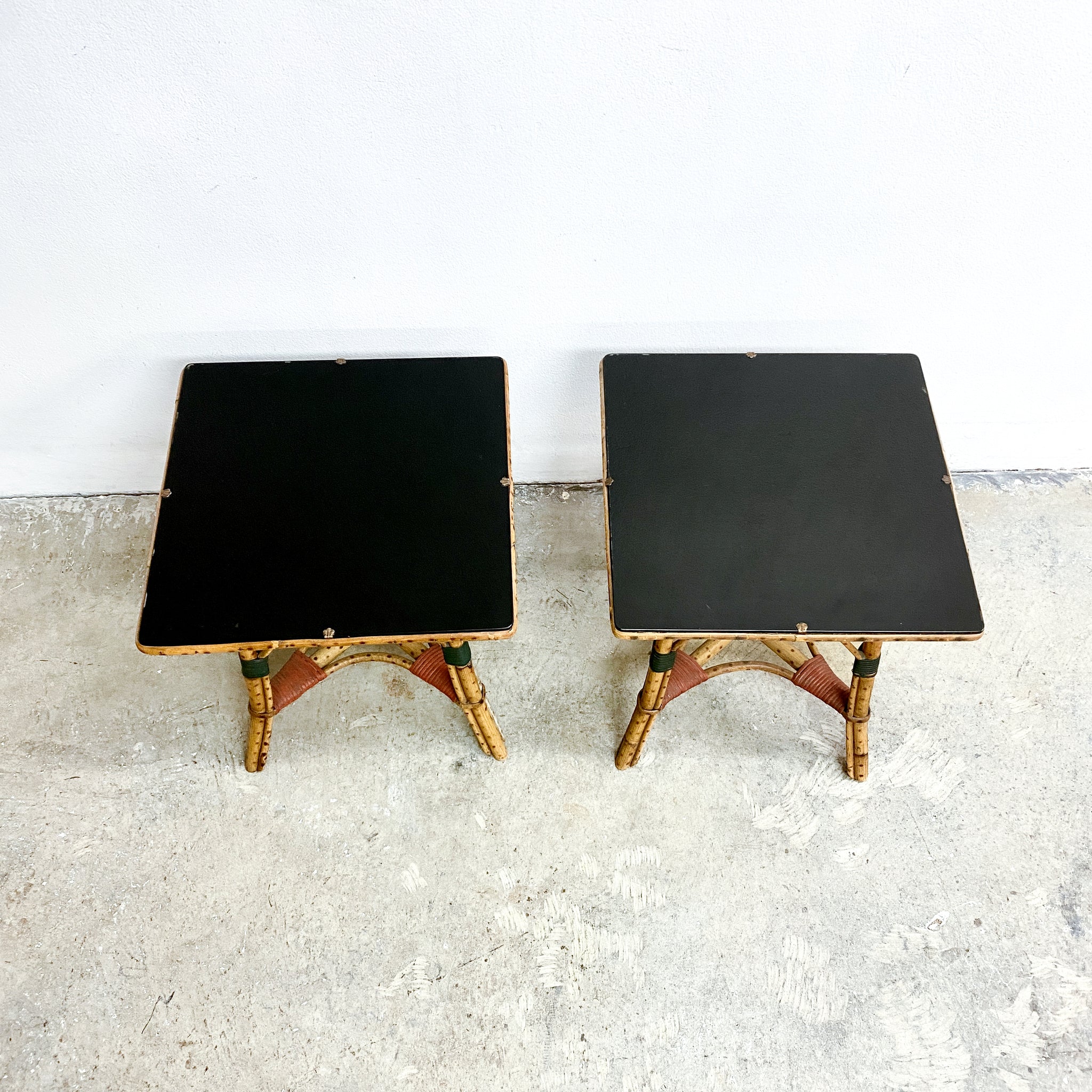 Pair Of Early 20th Century Art Deco Glass Topped Spotted Cane Side Tab ...