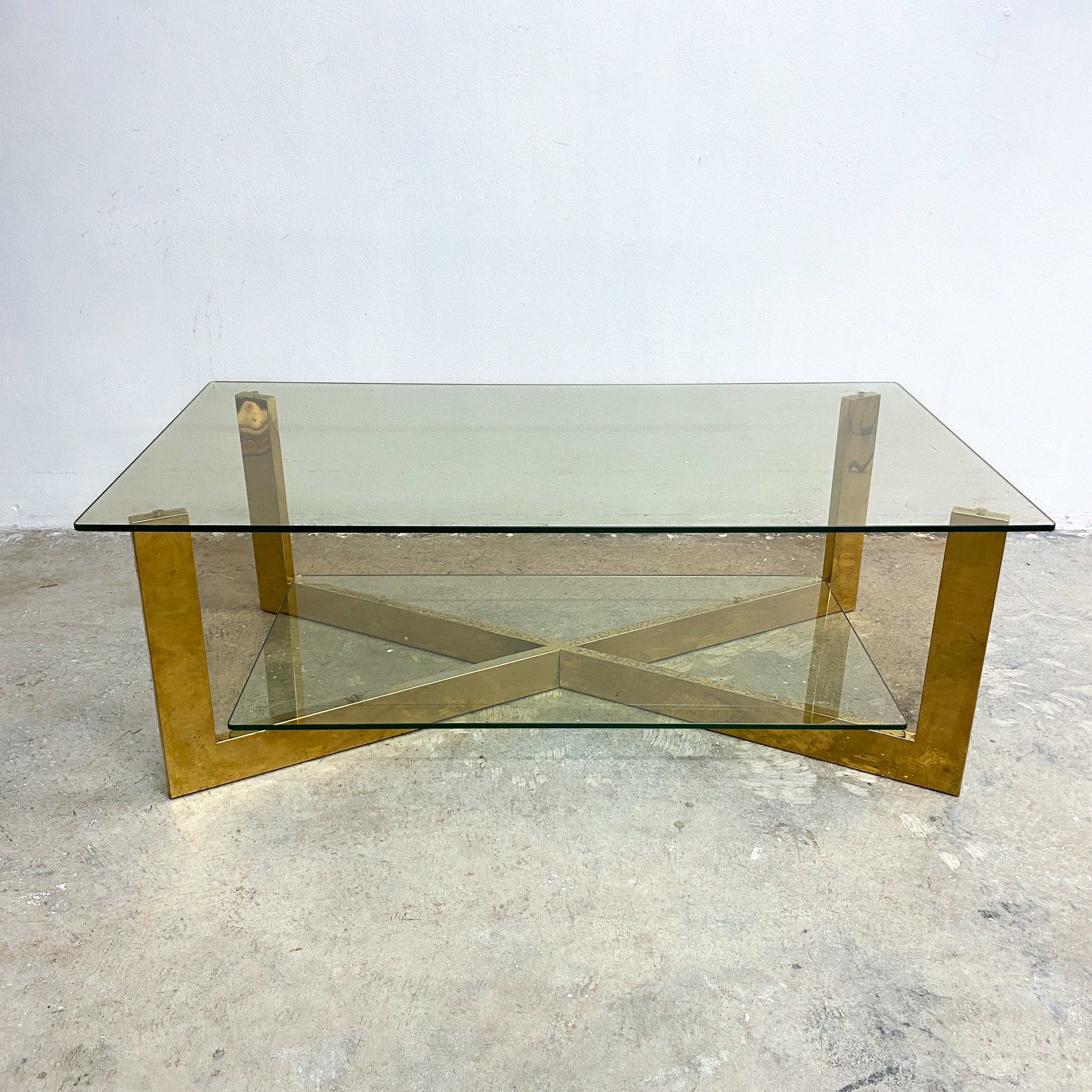 Post Modern Glass And Brass Coffee Table– The Design Ark