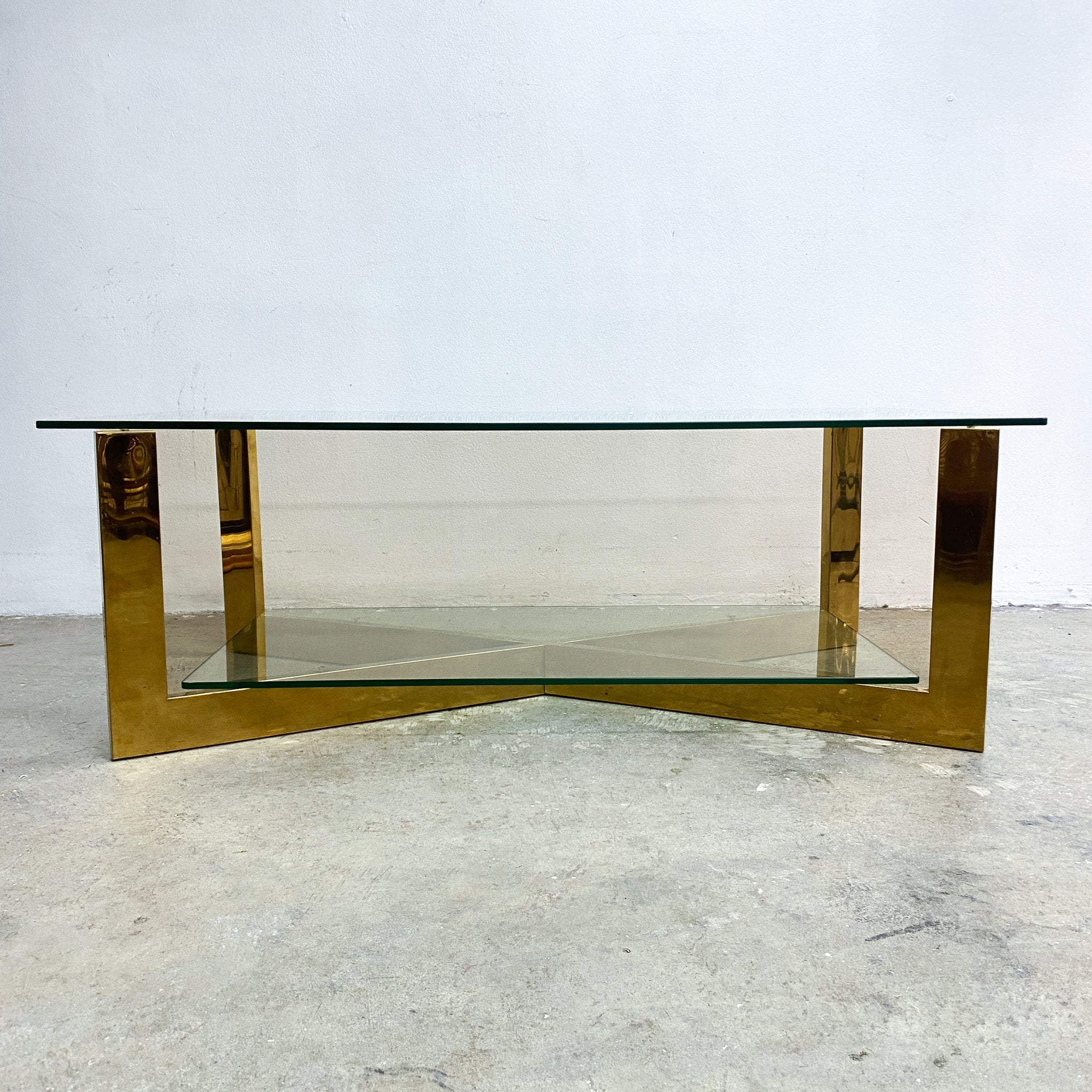 Post Modern Glass And Brass Coffee Table– The Design Ark