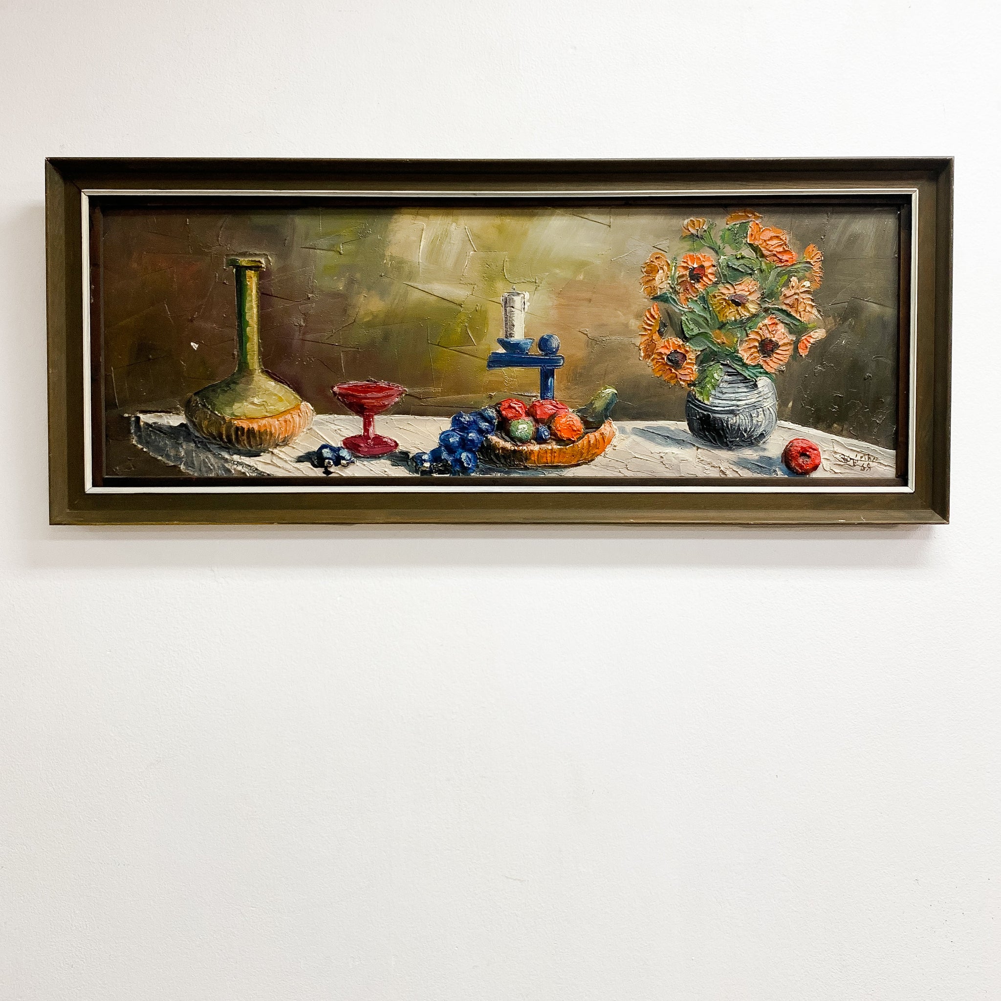 Mid Century Art Still Life Table Setting Framed Oil Painting– The ...