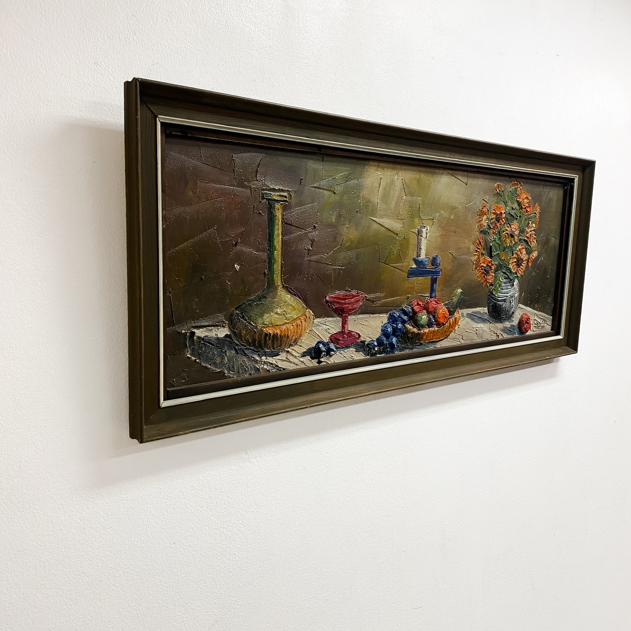 Mid Century Art Still Life Table Setting Framed Oil Painting– The ...