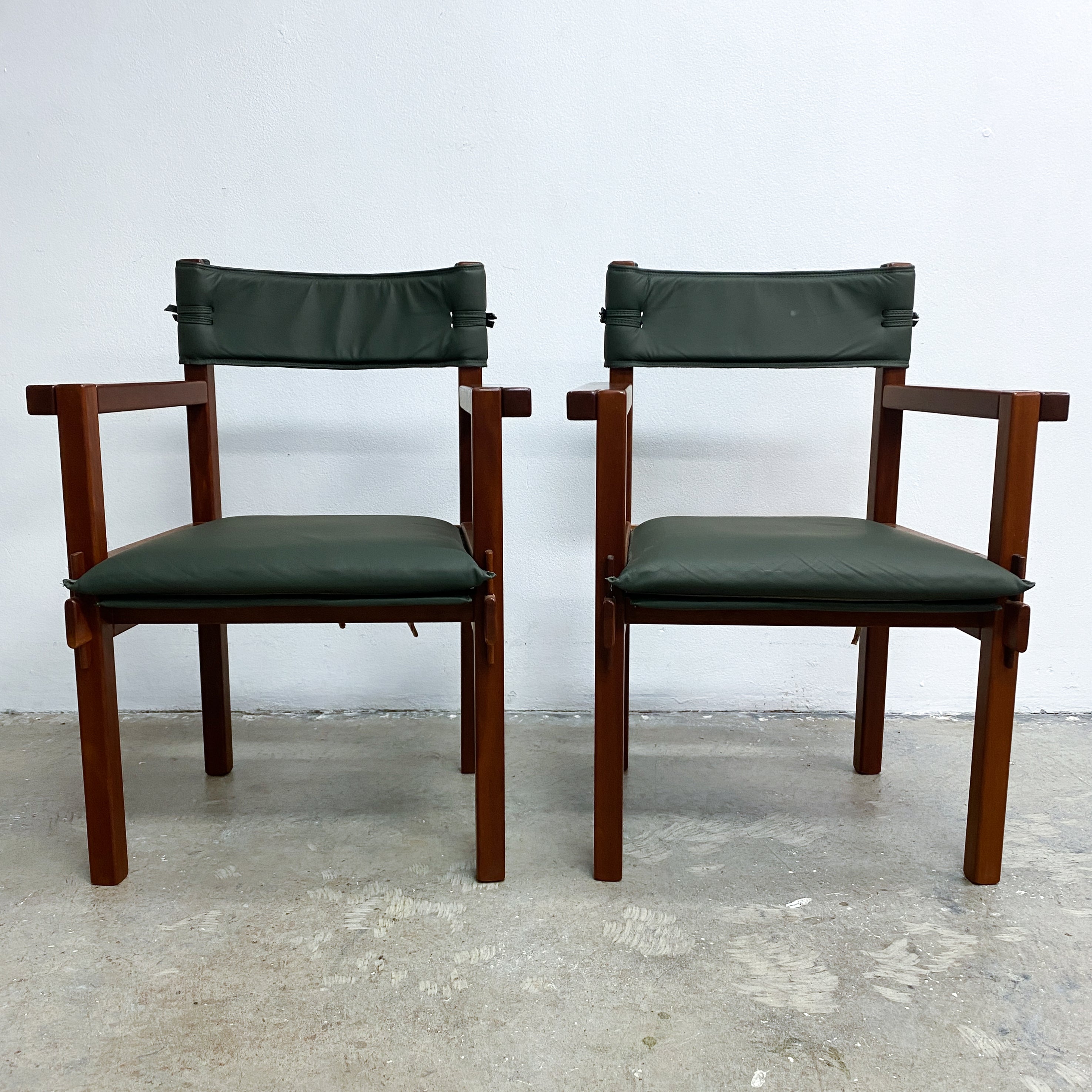 Set Of Six Australian Rosewood And Green Leather Dining Chairs By Jere ...