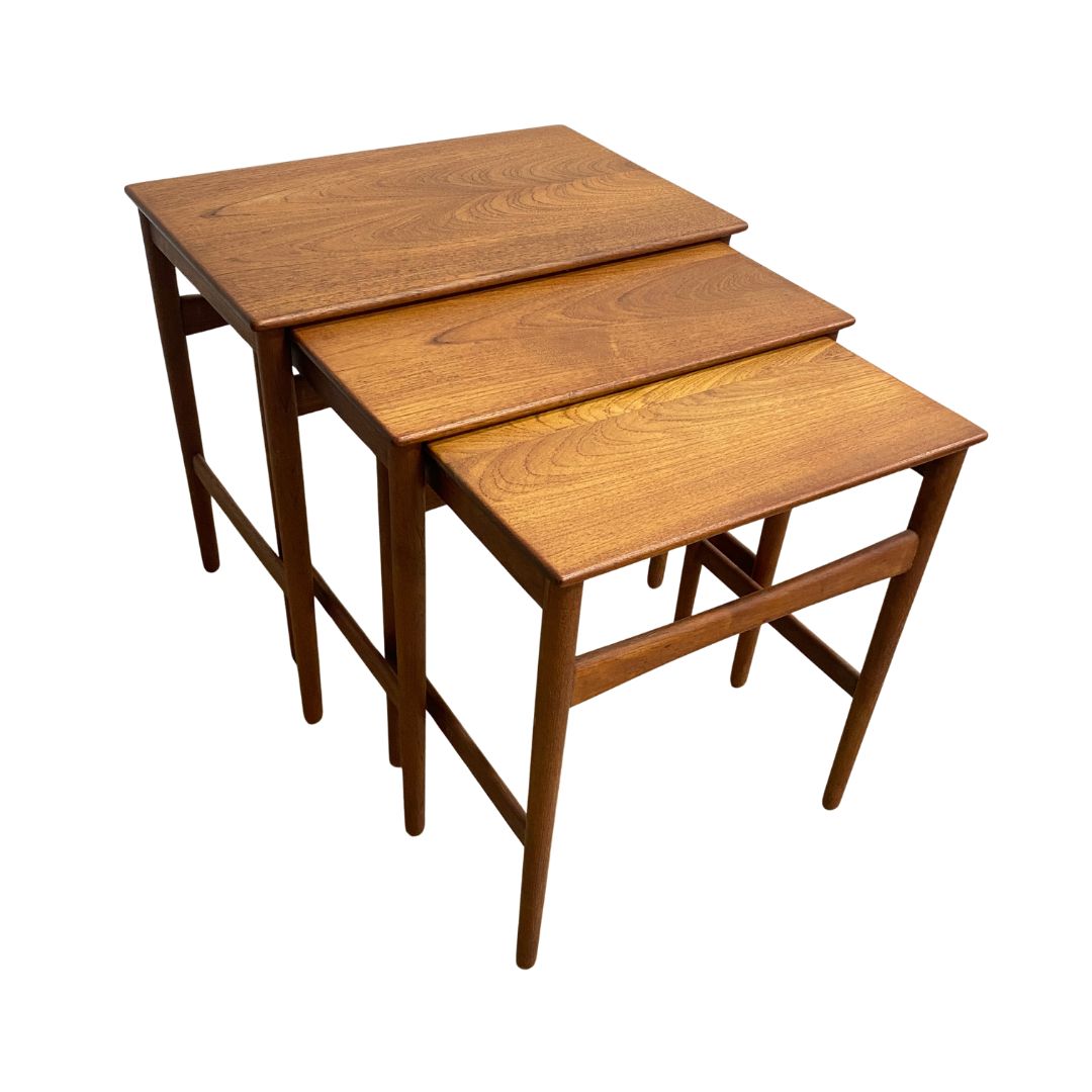Set 3 Mid Century Nesting Side Tables - Solid Teak Hans Wegner For And – The Design Ark