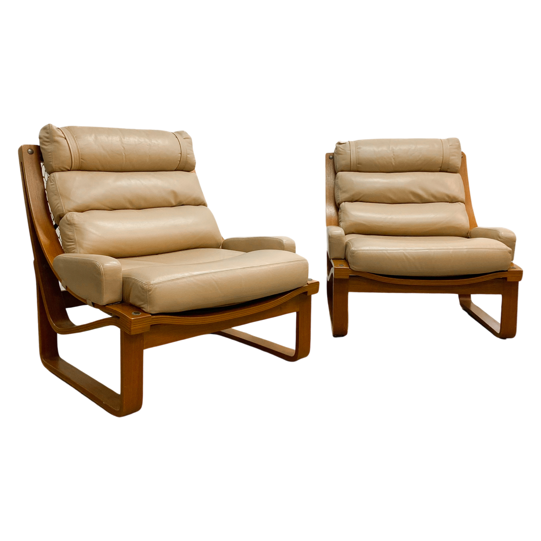 Mid Century Tessa T4 Beige Leather Lounge Chair– The Design Ark