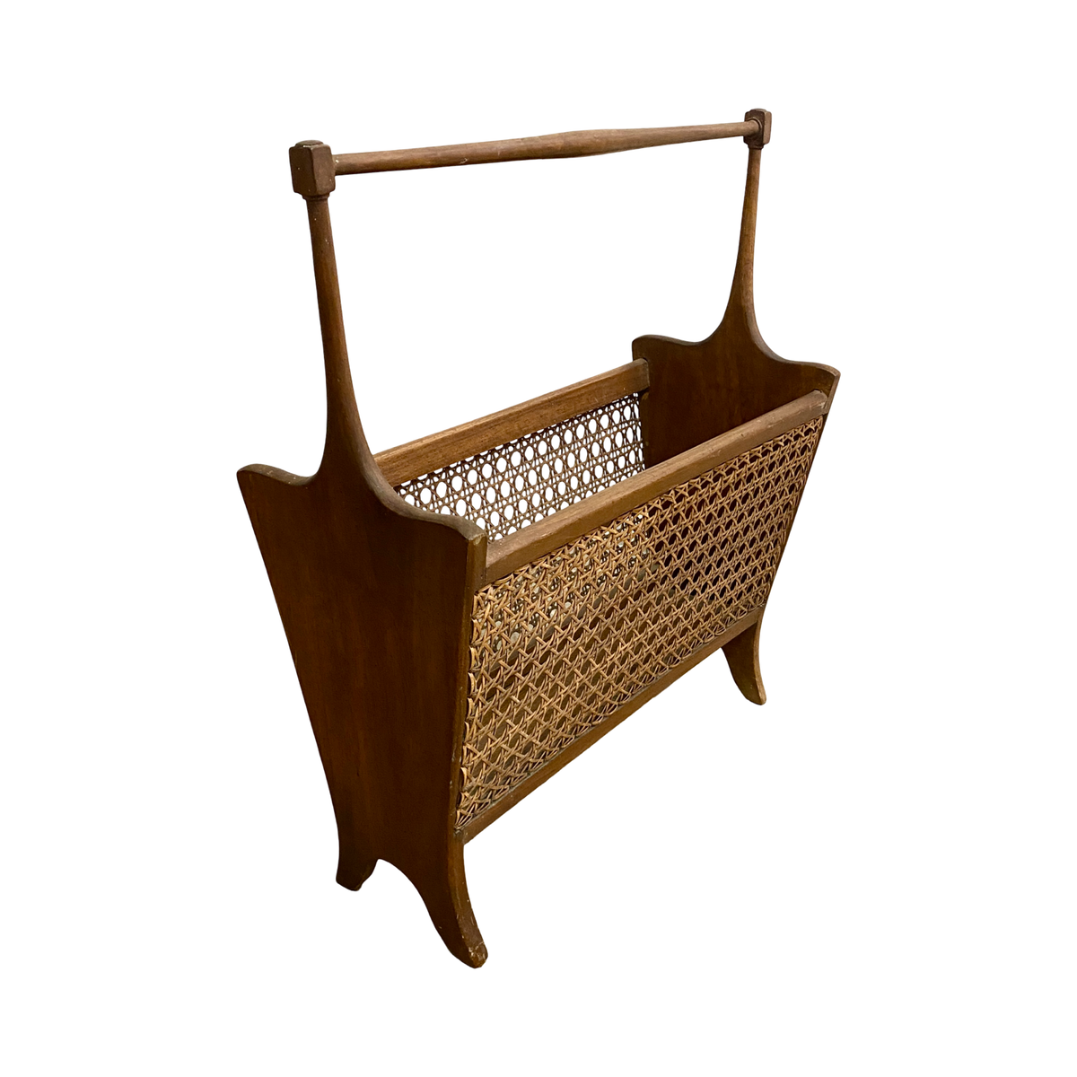 Mid Century Wood & Cane Rattan Magazine Rack – The Design Ark
