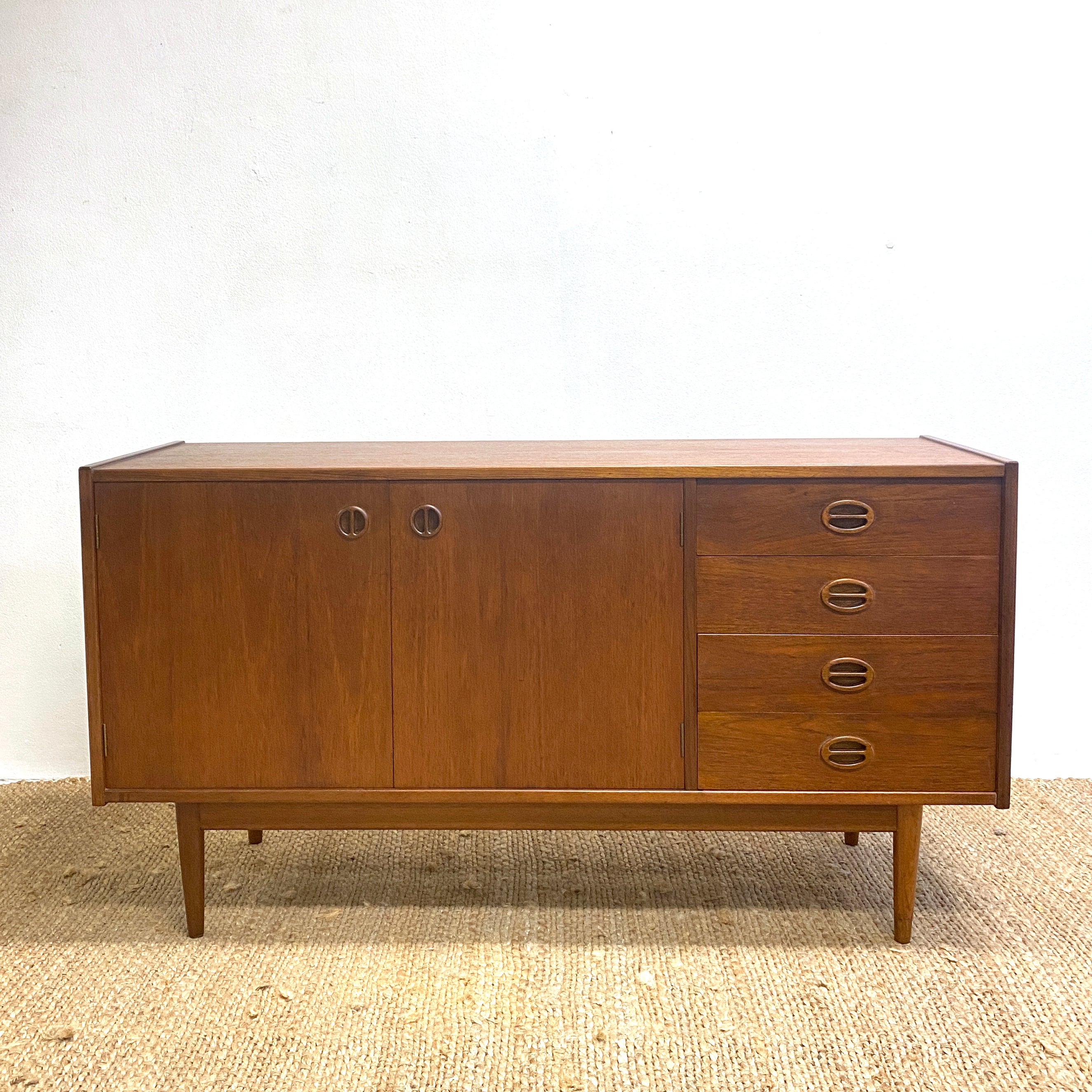 Restored Compact Mid Century Teak Burgess Cats Eye Sideboard – The ...