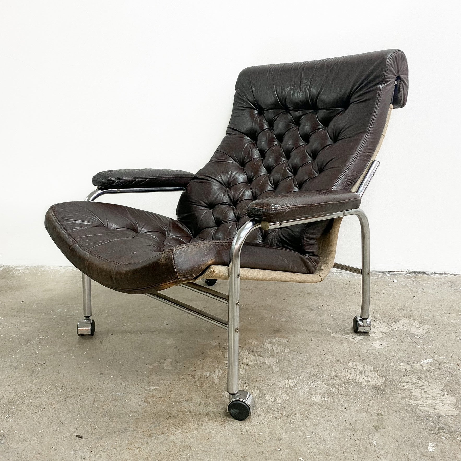 Rare 1970s Ikea Noboru Nakamura 'Bore' Leather Lounge Chair / Armchair ...