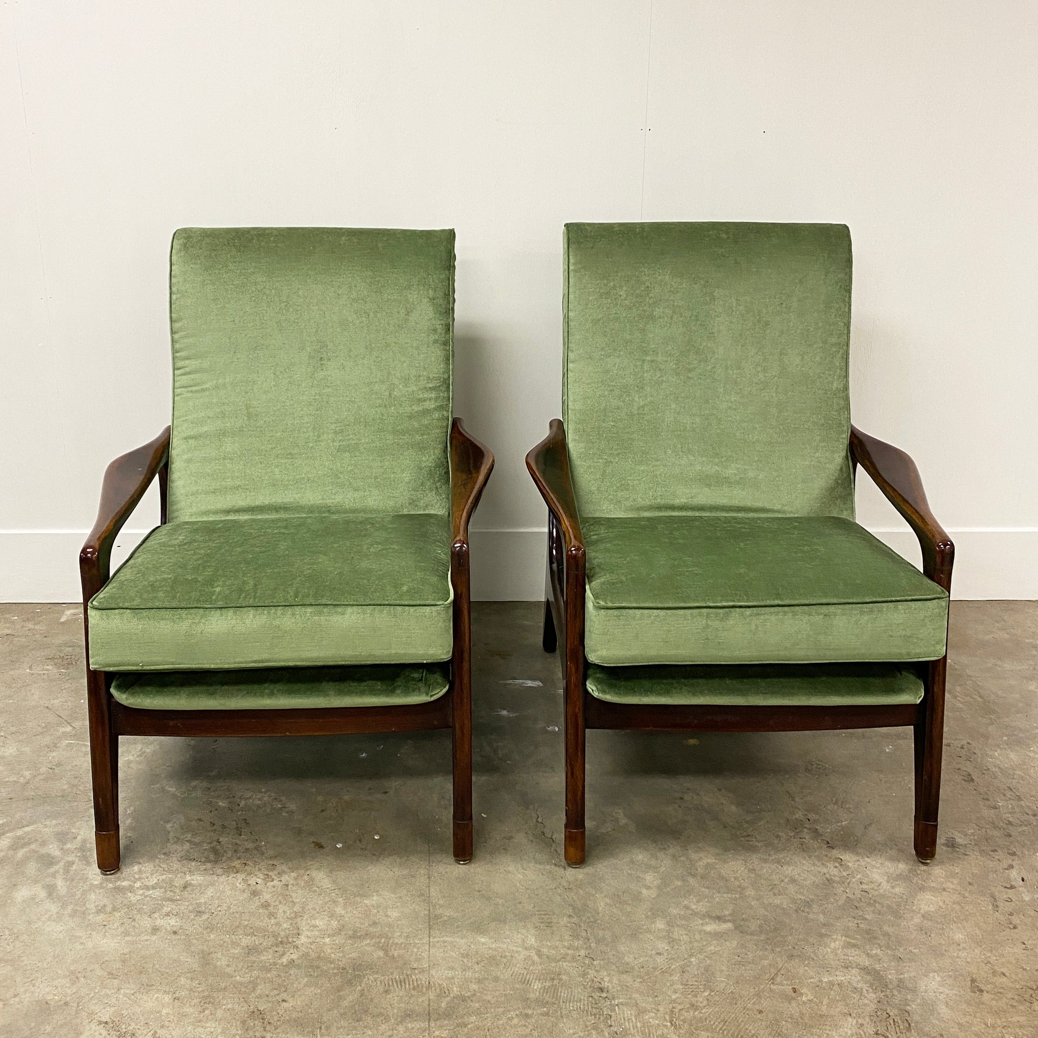 Pair Mid Century Fler SC 58 Armchairs Olive Velvet Upholstery– The ...