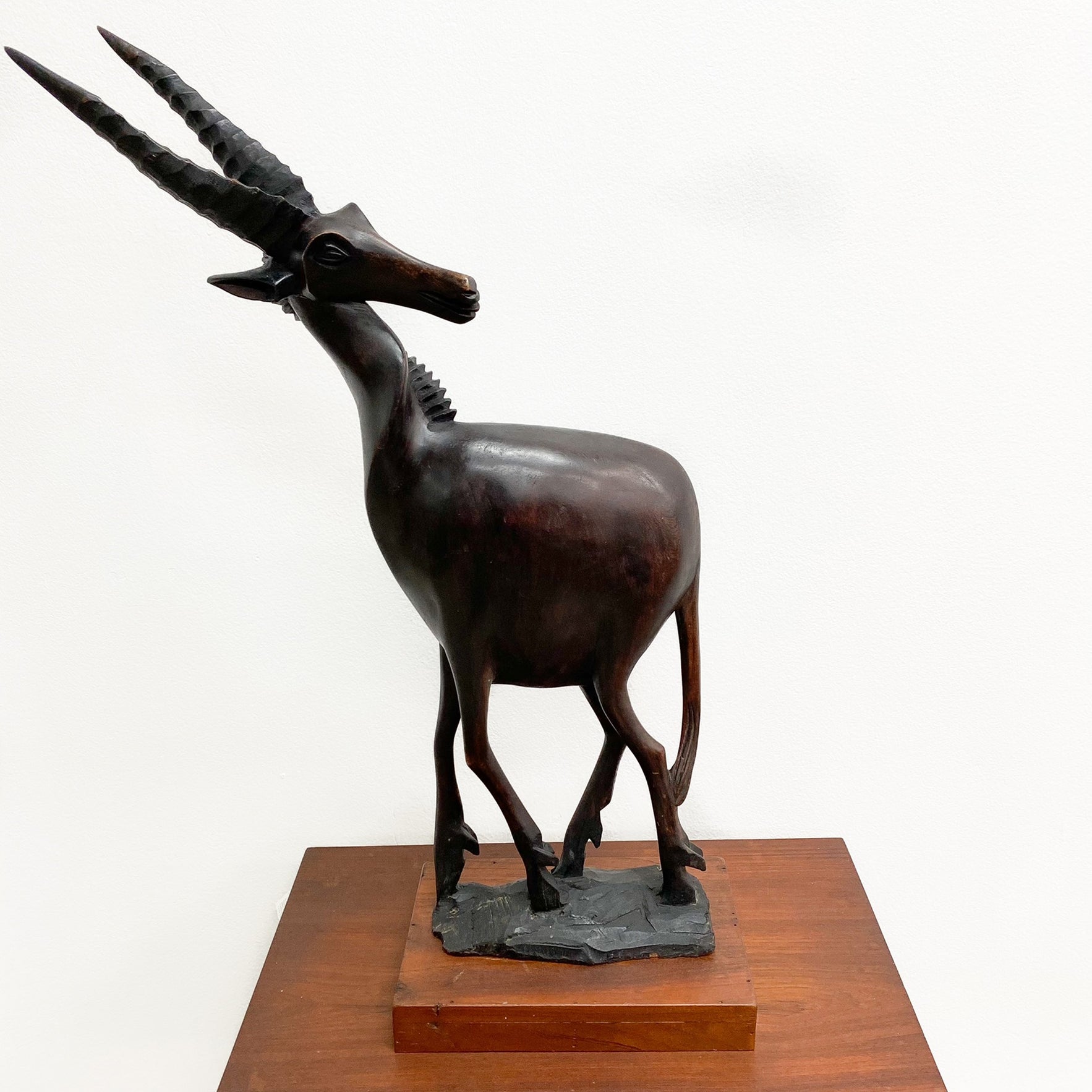 Spectacular Mid Century Springbok Carved Wooden Sculpture Figurine ...