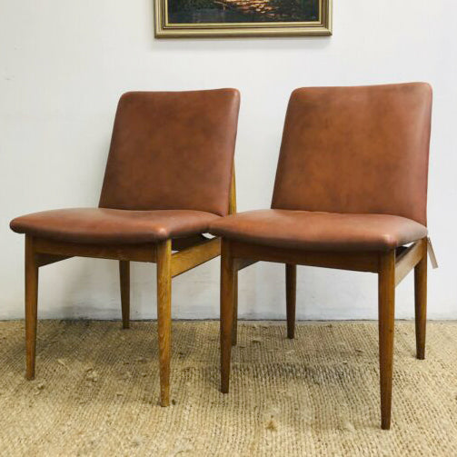 Pair Of Mid Century Leather Parker Paddle Back Dining Chairs – The ...
