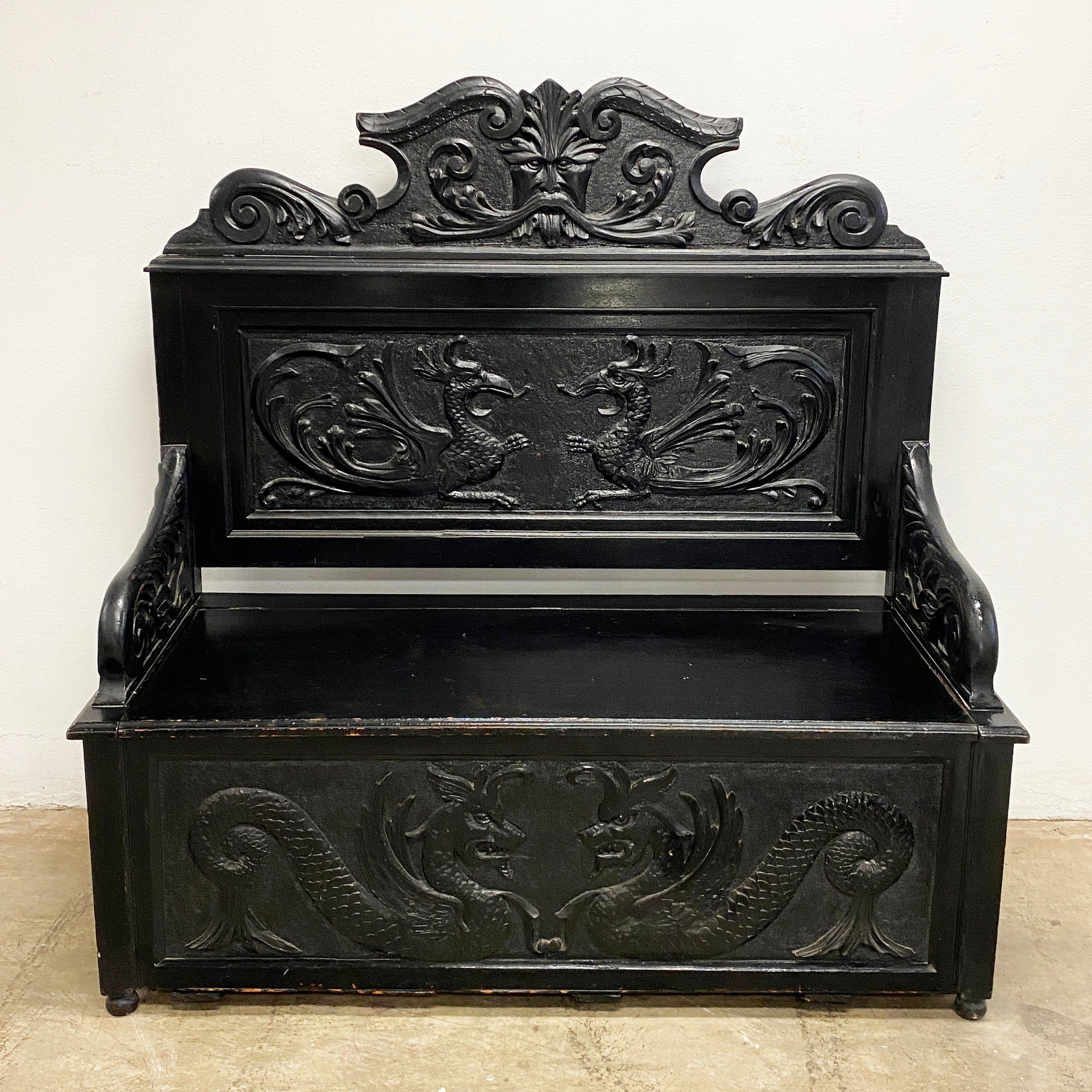 Antique Neo Renaissance Revival Gothic Carved Bench Seat – The Design Ark