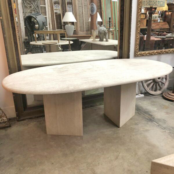 Vintage Travertine Large Oval Dining Table – The Design Ark